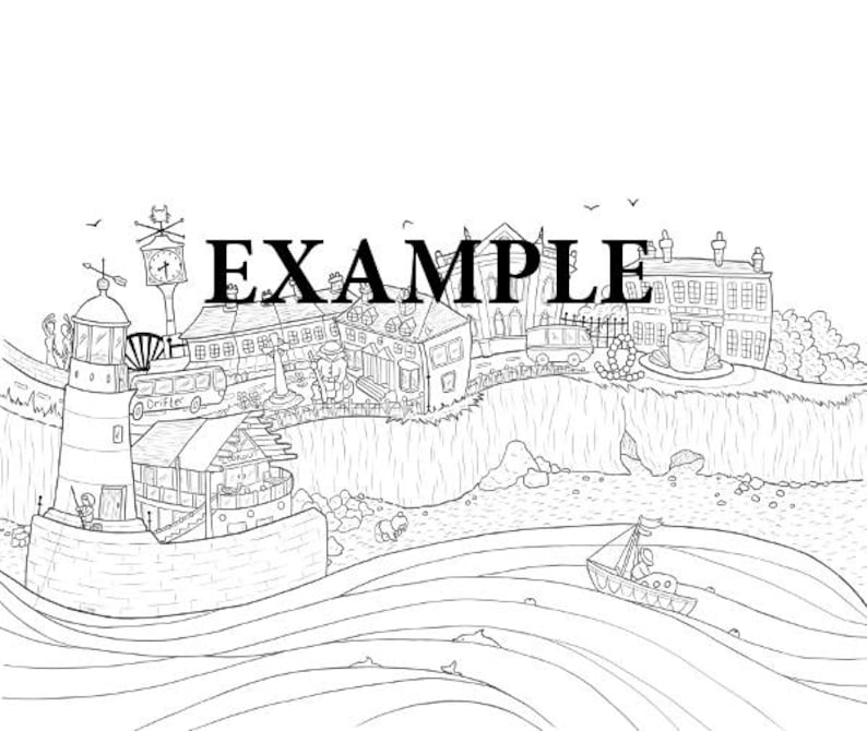 Set of Three A3 Colouring Posters Seaham Hartlepool Whitby - Etsy