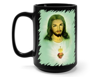 Sacred Heart of Jesus Black Mug 11oz Catholic Mugs - Etsy