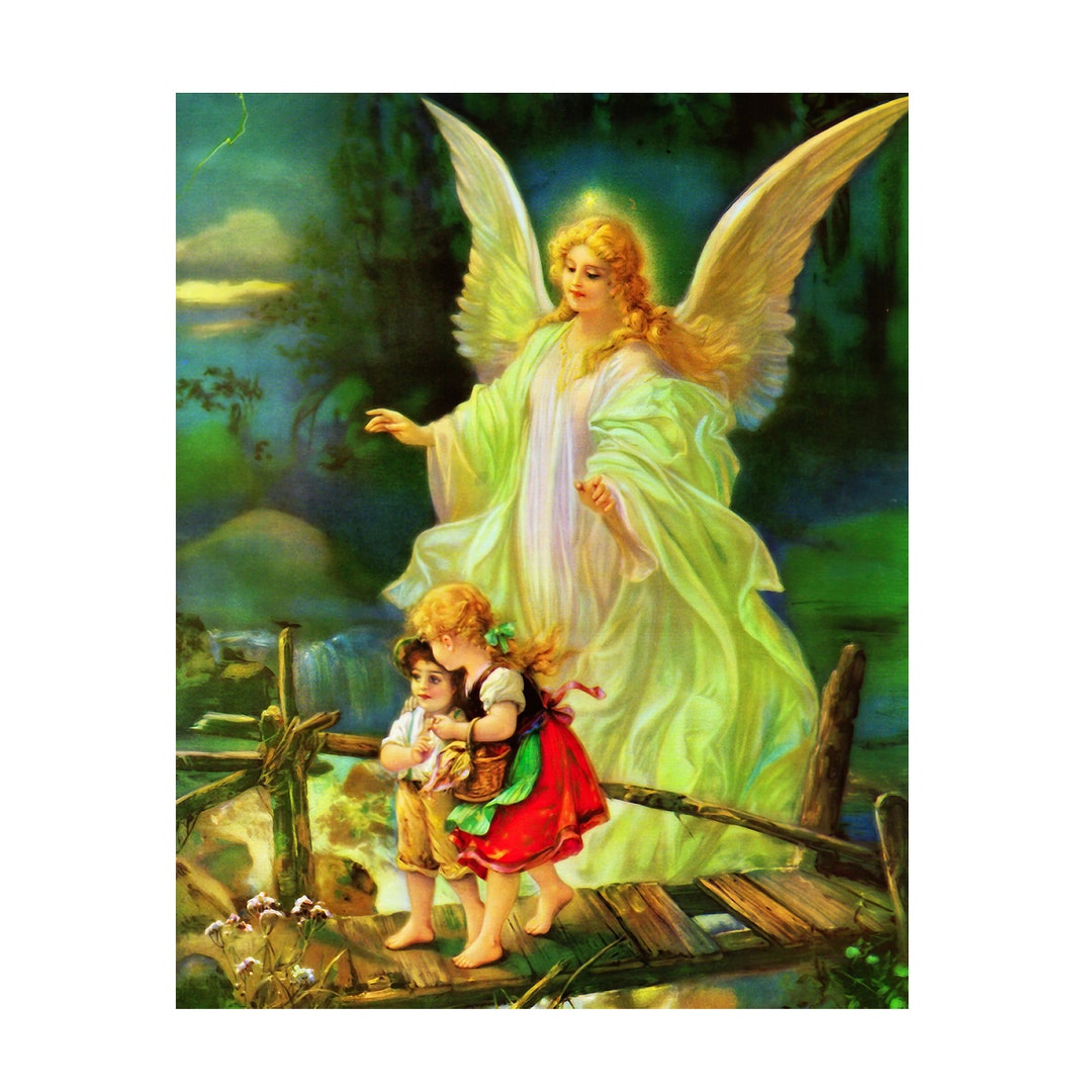 Guardian Angel and Children Vintage Art Print (8x10 Digital Download ...