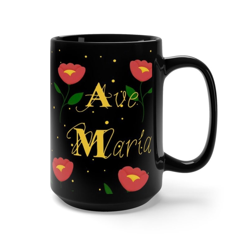 Our Lady of Guadalupe Virgin Mary Ave Maria Black Mug 15oz - Etsy