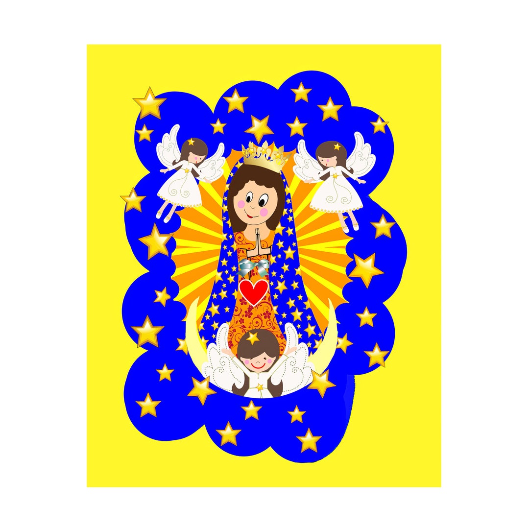 8"x10" DIY DIGITAL DOWNLOAD Our Lady of Guadalupe Cartoon Children ...