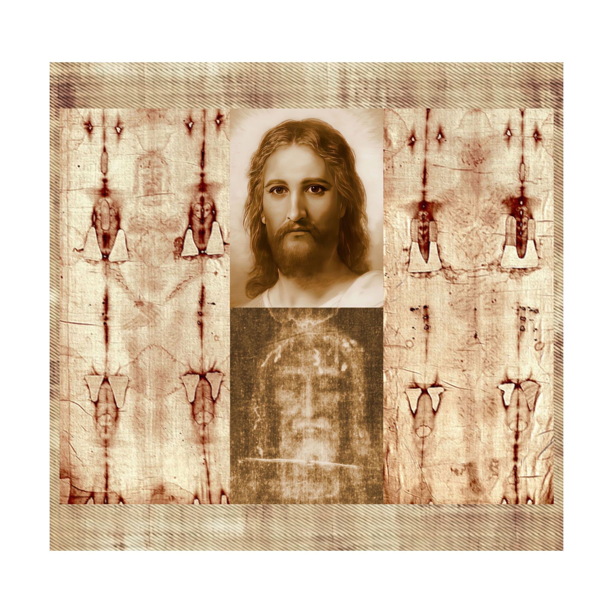 38x40 DIGITAL Jesus Shroud of Turin Holy Face Burial Cloth Catholic Art ...