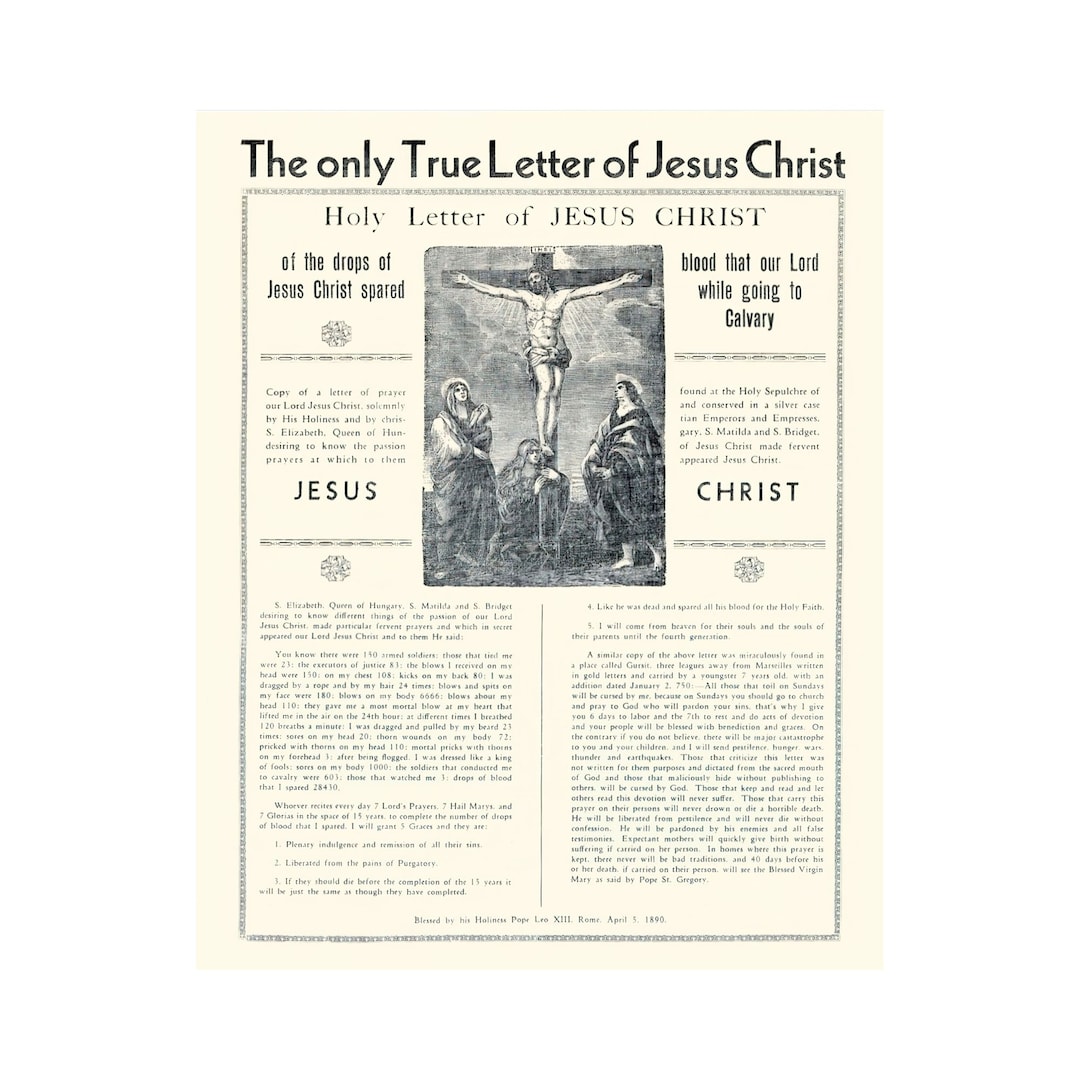 The True Letter Jesus Christ Replica is a Copy of the Original Blessed ...