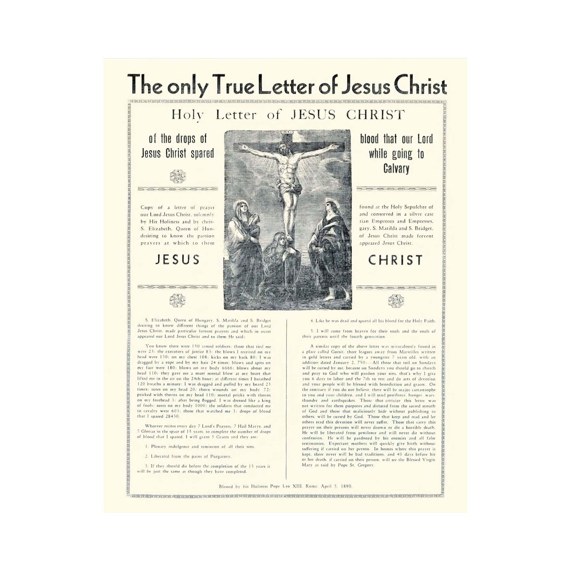 The True Letter Jesus Christ Replica is a Copy of the Original Blessed ...