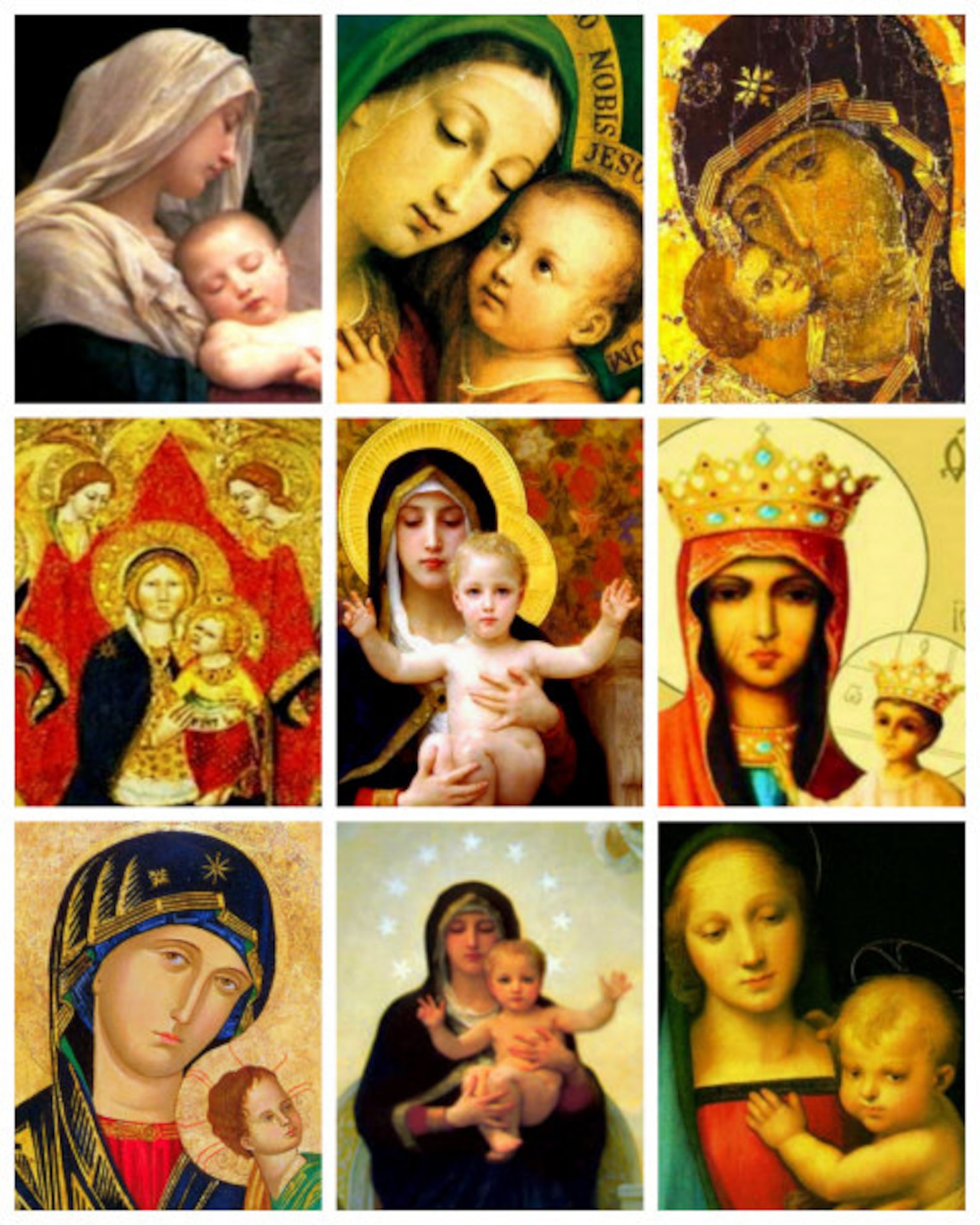 Our Lady Virgin Mary Digital Collage 9 images on an 8x10 | Etsy