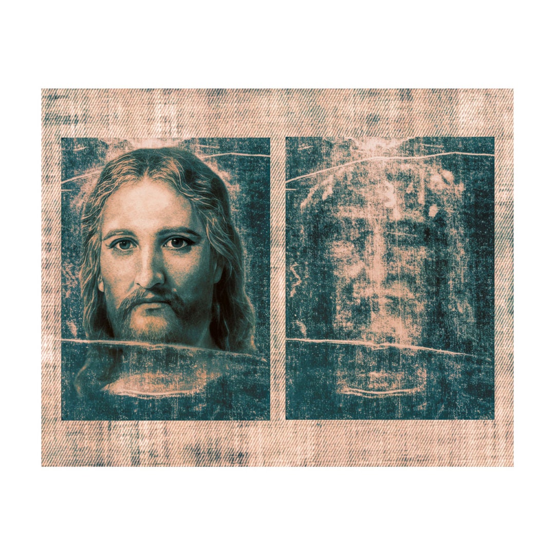 8"x10" DIGITAL the Shroud of Turin Holy Face of Jesus Negative Crucifix ...