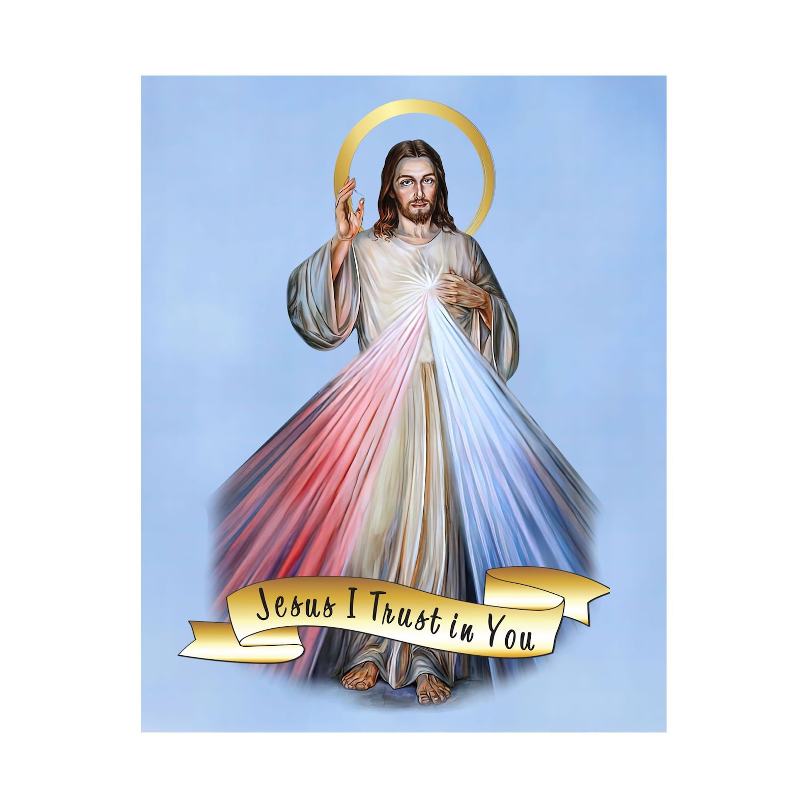 16" X 20" DIGITAL DOWNLOAD Jesus Divine Mercy Blue English Catholic ...