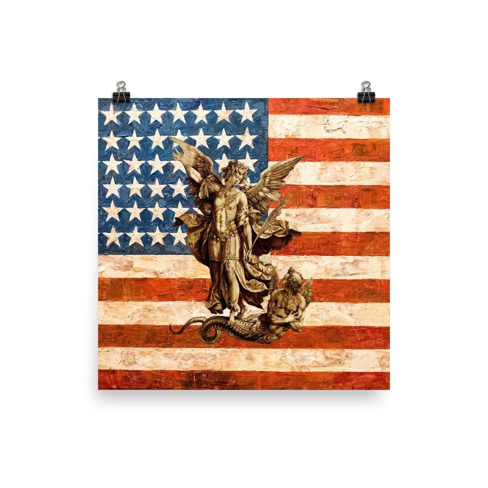 St Michael the Archangel Catholic Saint USA Flag United States Poster ...