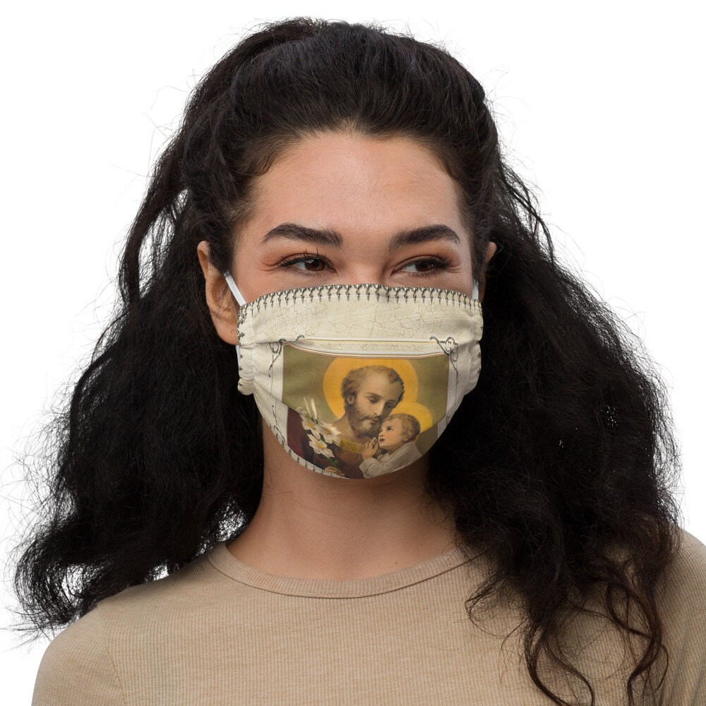 St Joseph and Jesus Catholic Saint Premium Face Mask | Etsy