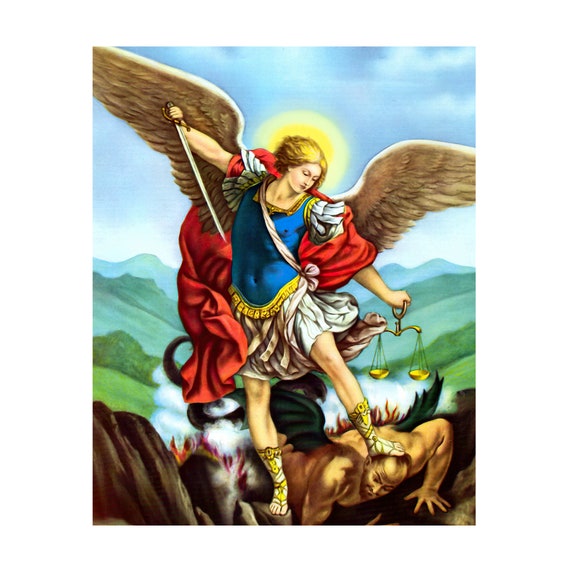 St Michael the Archangel Angel Catholic Saint Print Picture - Etsy