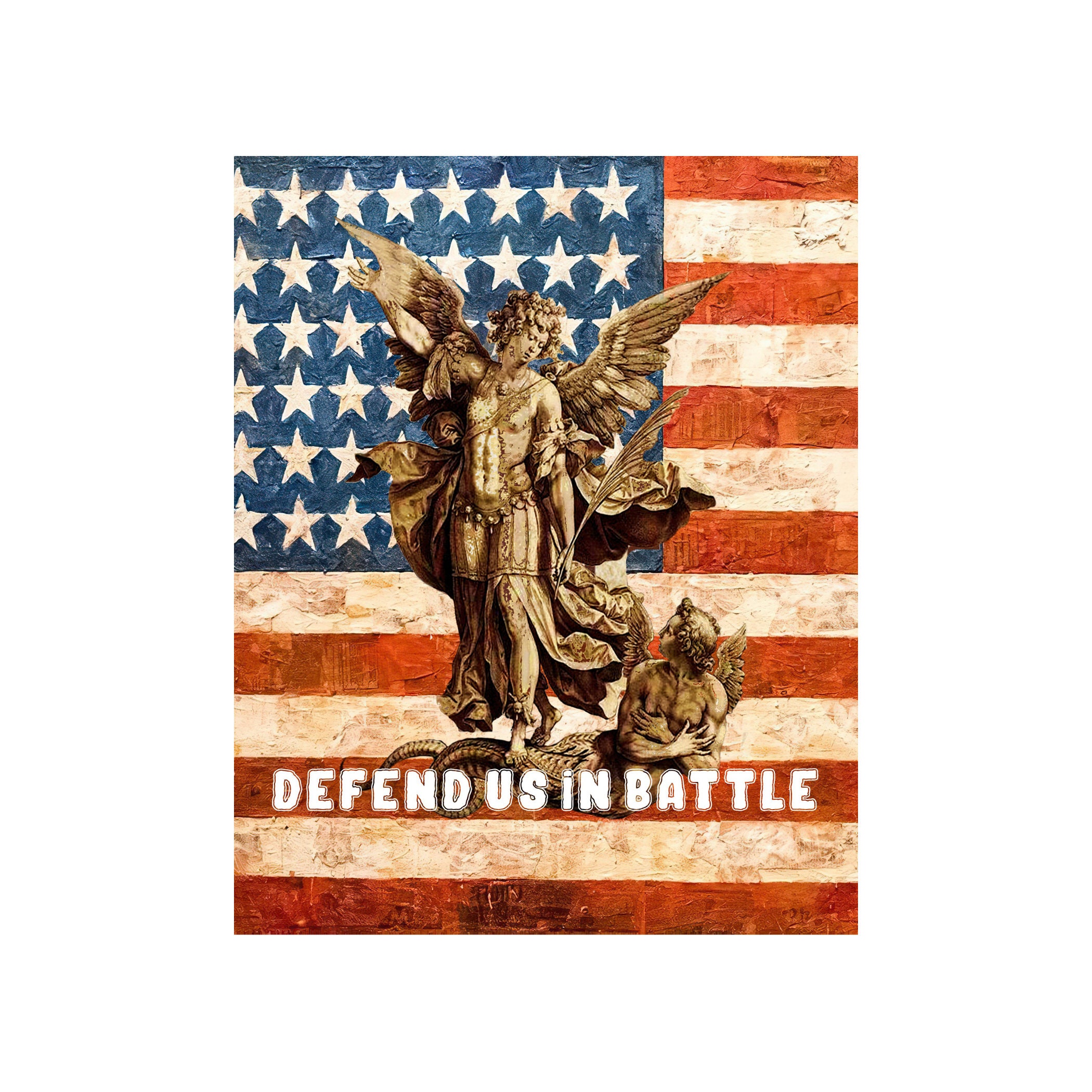 8x10 DIY DIGITAL Print St Michael the Archangel Catholic Saint USA Flag ...