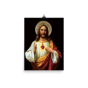 Sacred Heart of Jesus Traditional Poster - Etsy