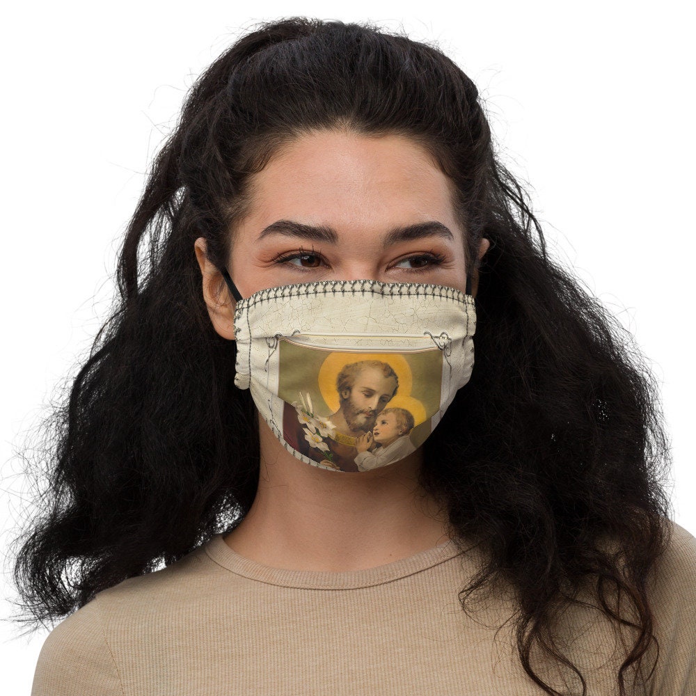 St Joseph and Jesus Catholic Saint Premium Face Mask | Etsy