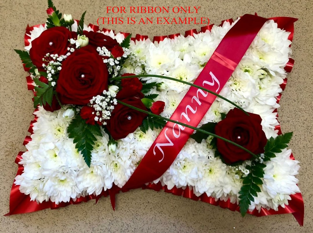 PERSONALISED FUNERAL RIBBON 38mm X 1 Metre Wreath Flowers Memorial ...