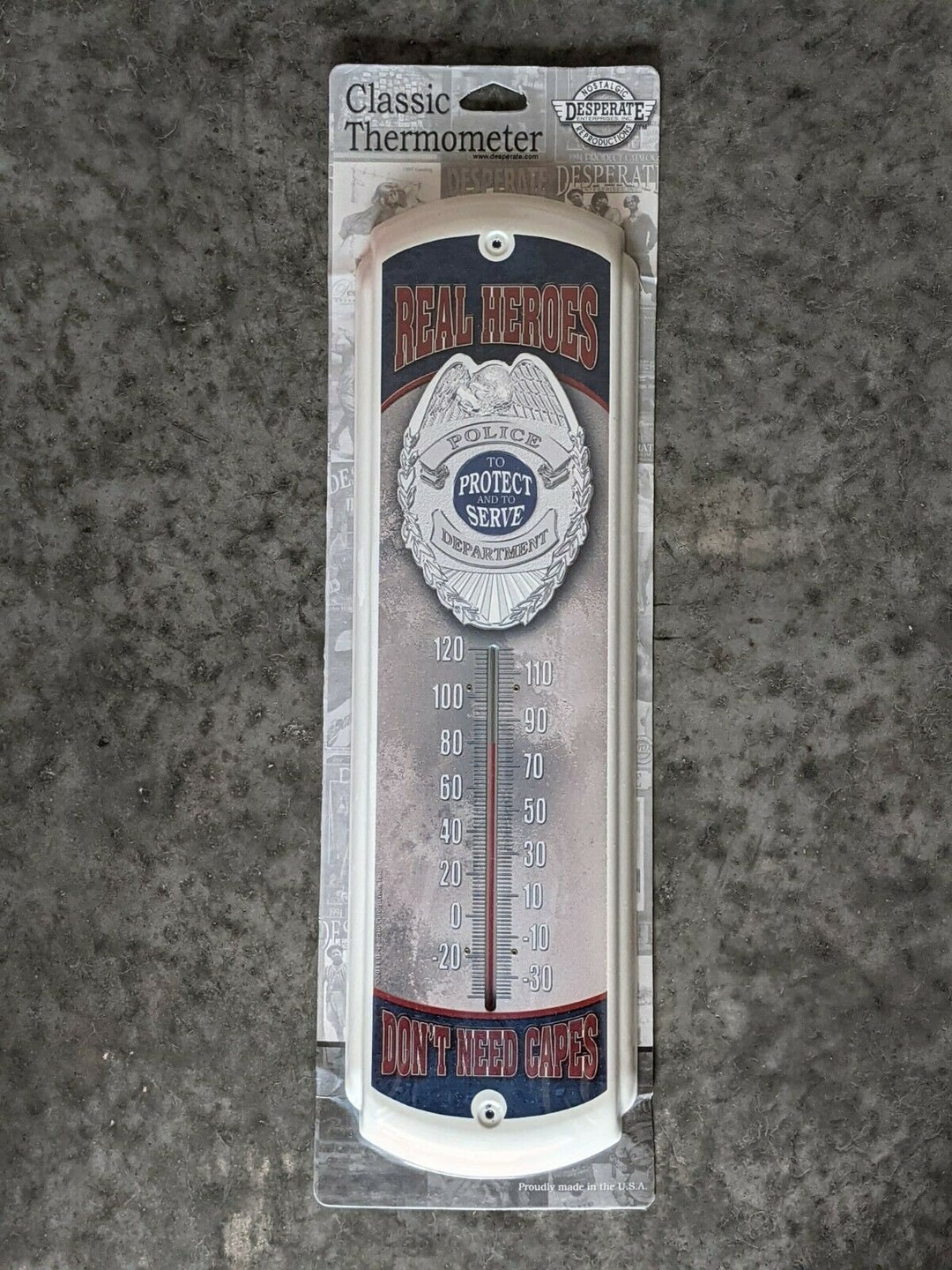 Thermometer 17" Police Badge ~ Real Heroes Don't Need Capes Vintage ...