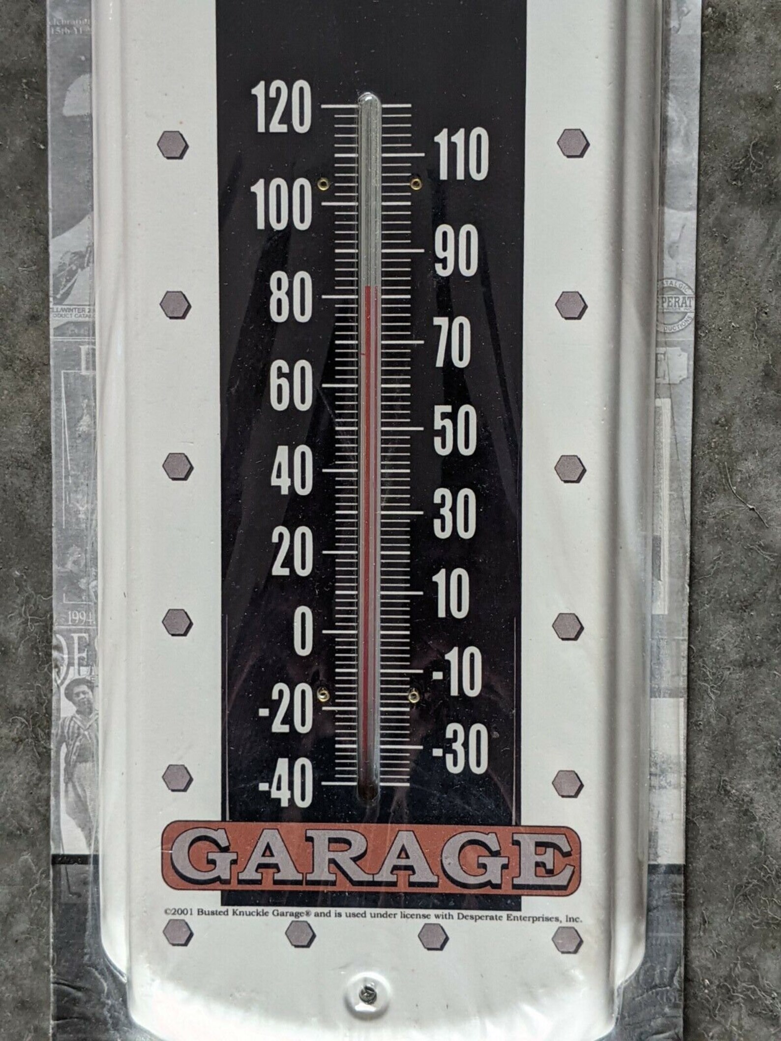 17" Busted Knuckle Metal THERMOMETER Repair Disrepair Garage Vintage ...