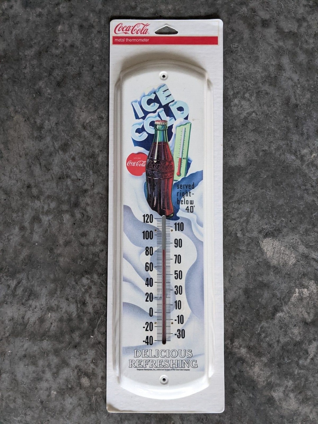 17" Coca Cola Coke THERMOMETER Bottle Ice Cold Below 40 Metal Vintage ...