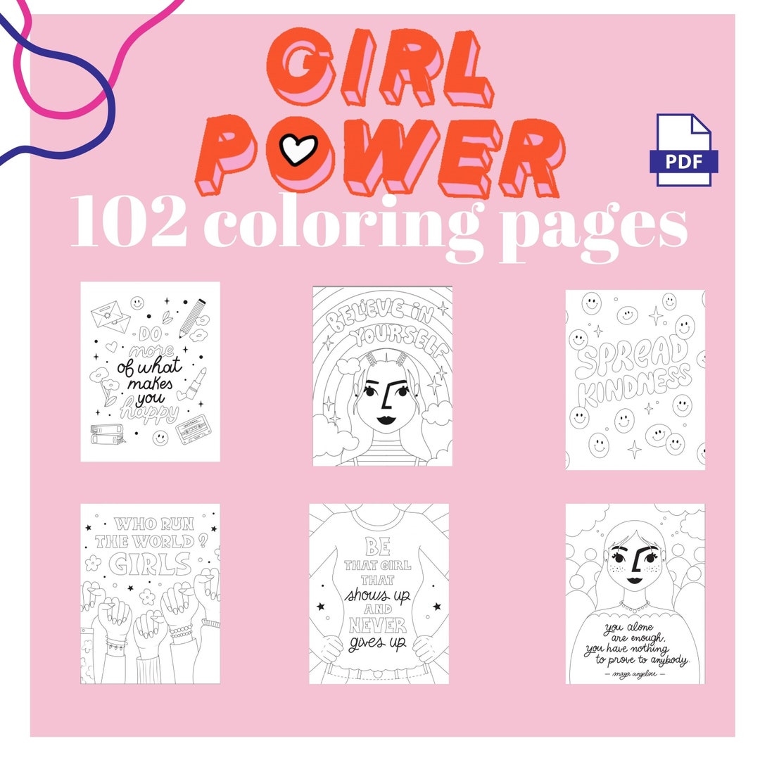 Printable Girl Power Coloring Book | Inspirational Quotes | Digital ...