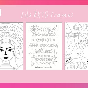 Printable Girl Power Coloring Book Inspirational Quotes - Etsy