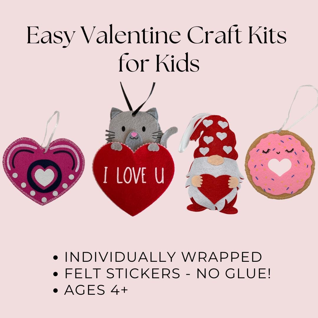 Valentine's Day Craft Kit: Felt Heart Ornaments, Classroom Activity - Etsy
