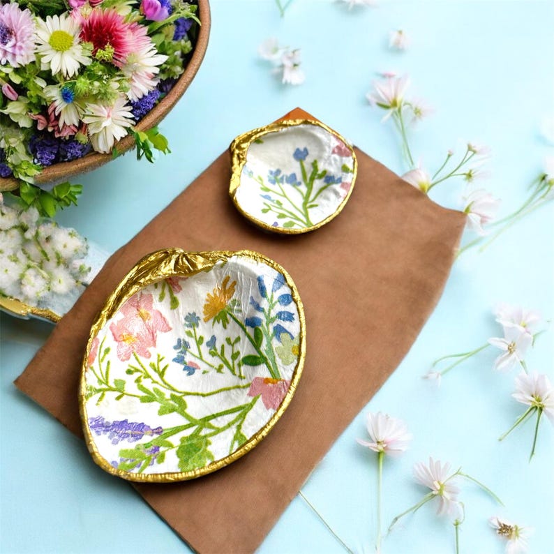 Serena and Lily Inspired Shell Trinket Dish, Shell Ring Dish, Floral ...