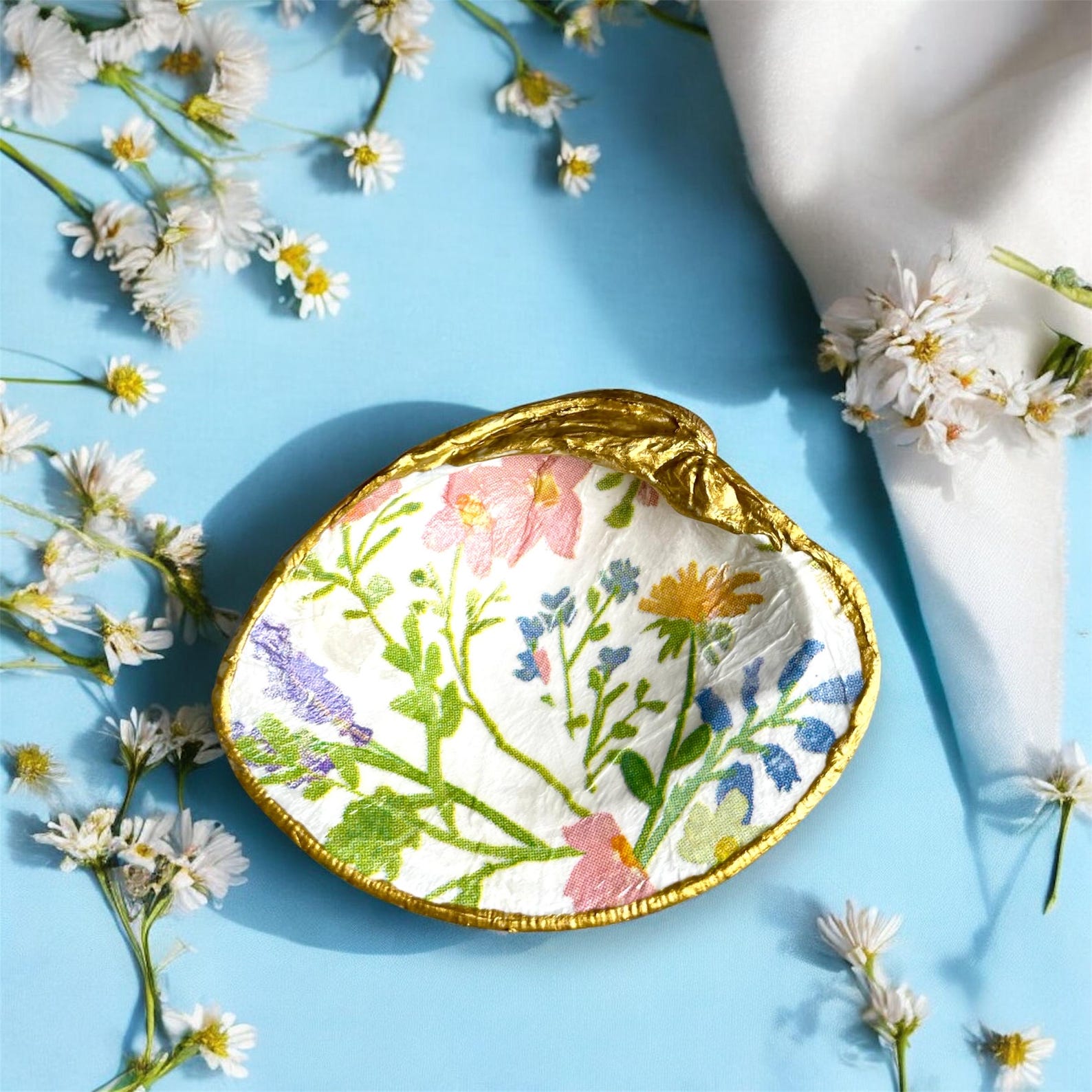 Serena and Lily Inspired Shell Trinket Dish, Shell Ring Dish, Floral ...