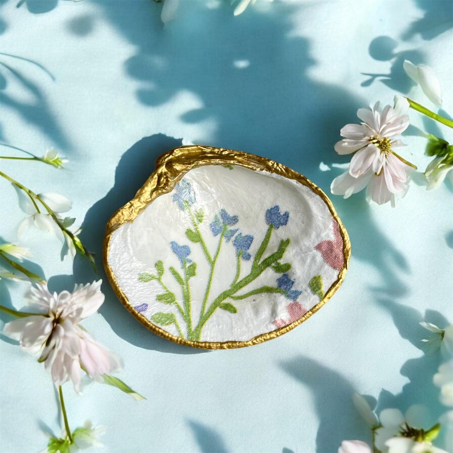 Serena and Lily Inspired Shell Trinket Dish, Shell Ring Dish, Floral ...