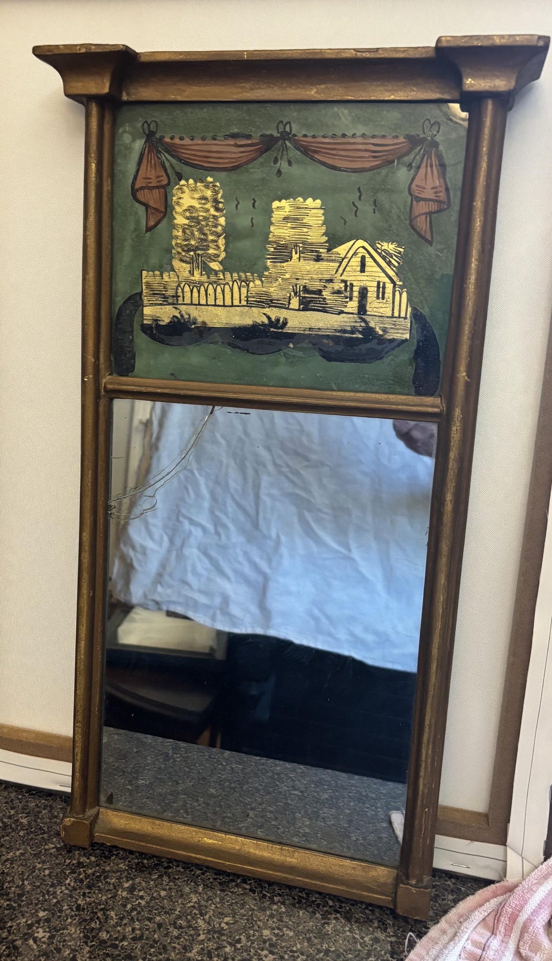 A Primitive Reverse-painted Federal Mirror- First Quarter 19th Century ...