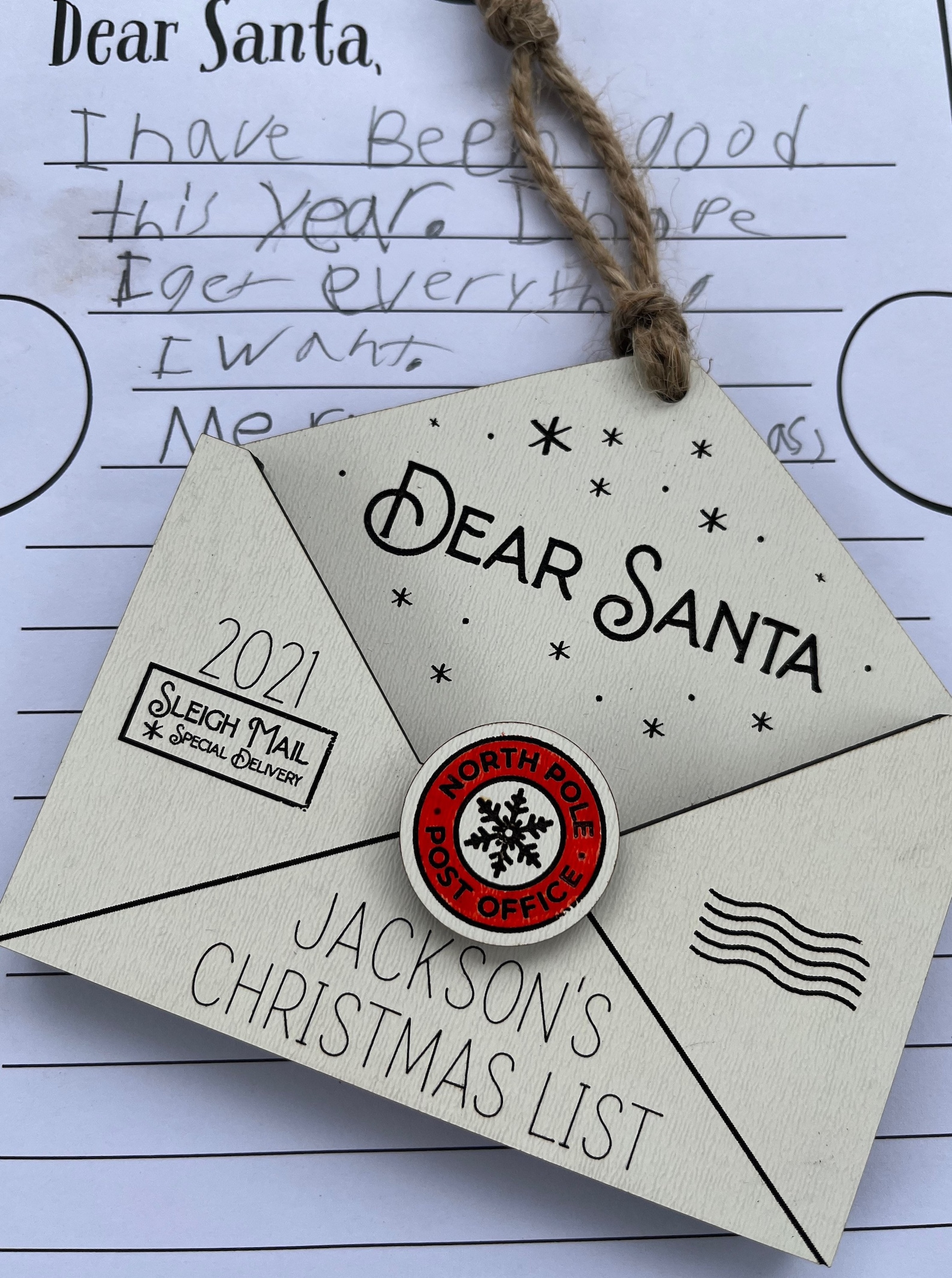 Dear Santa Christmas List Holder Ornament. Child Christmas List ...