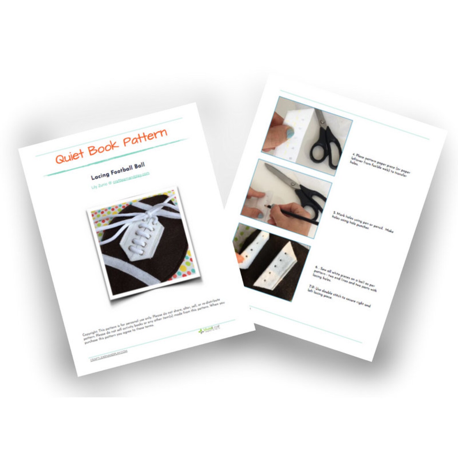 Football Ball Lacing Quiet Book Page PDF Pattern/sewing Pattern ...