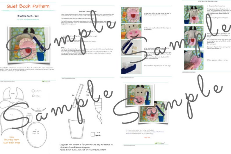 Cow Brushing Teeth Quiet Book Page PDF Pattern|sewing Pattern Cow ...