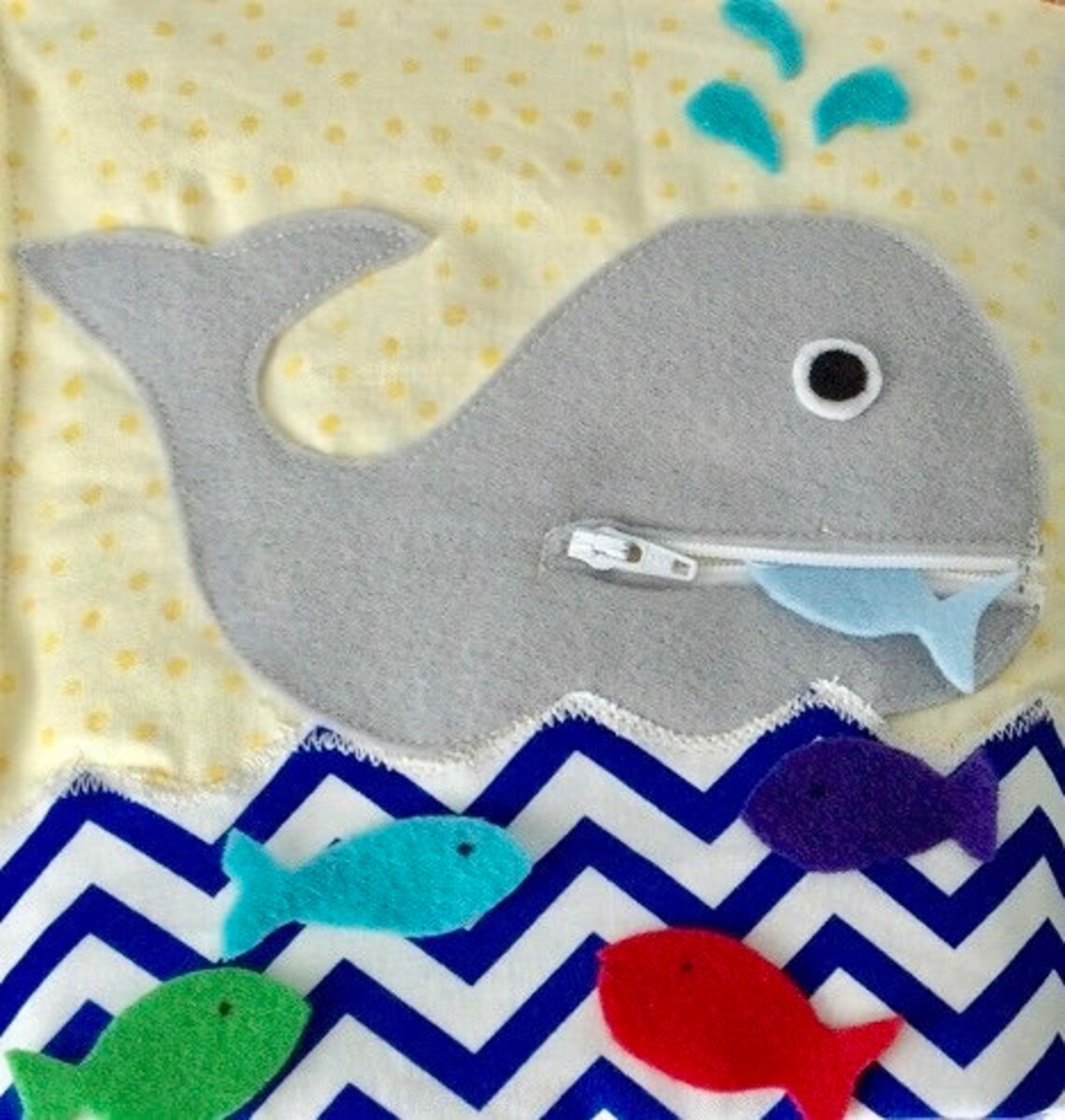 Zipper Whale Quiet Book Page PDF Pattern | PDF | Quiet Book | Felt Busy ...