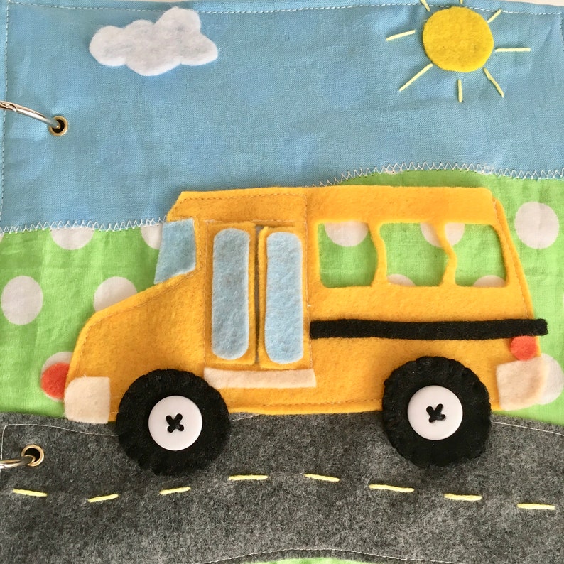 Quiet Book Pattern: Felt School Bus Buttoning Activity for Toddlers ...