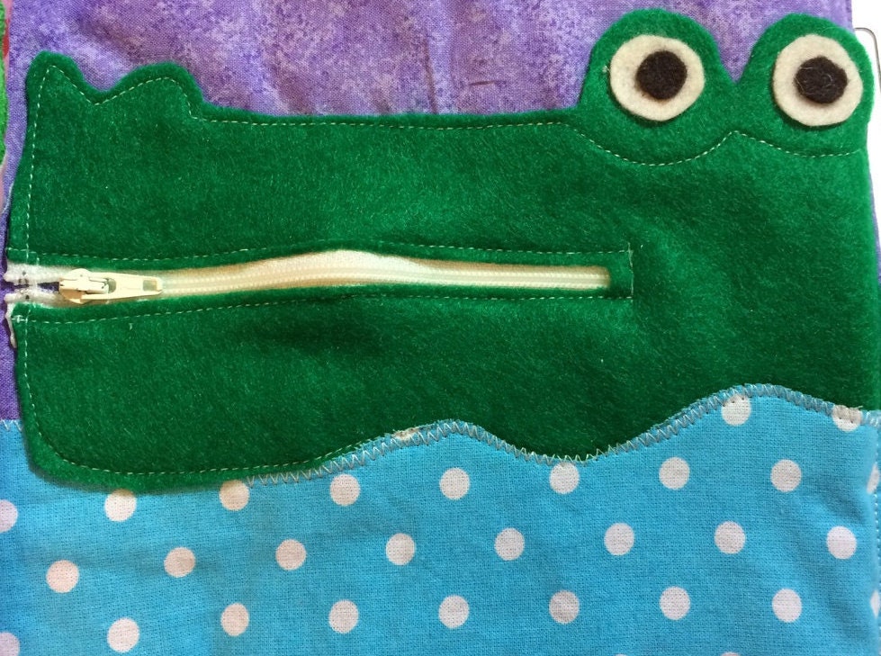 Quiet Book Page PDF Pattern Alligator Zipper Activity | Quiet Book ...