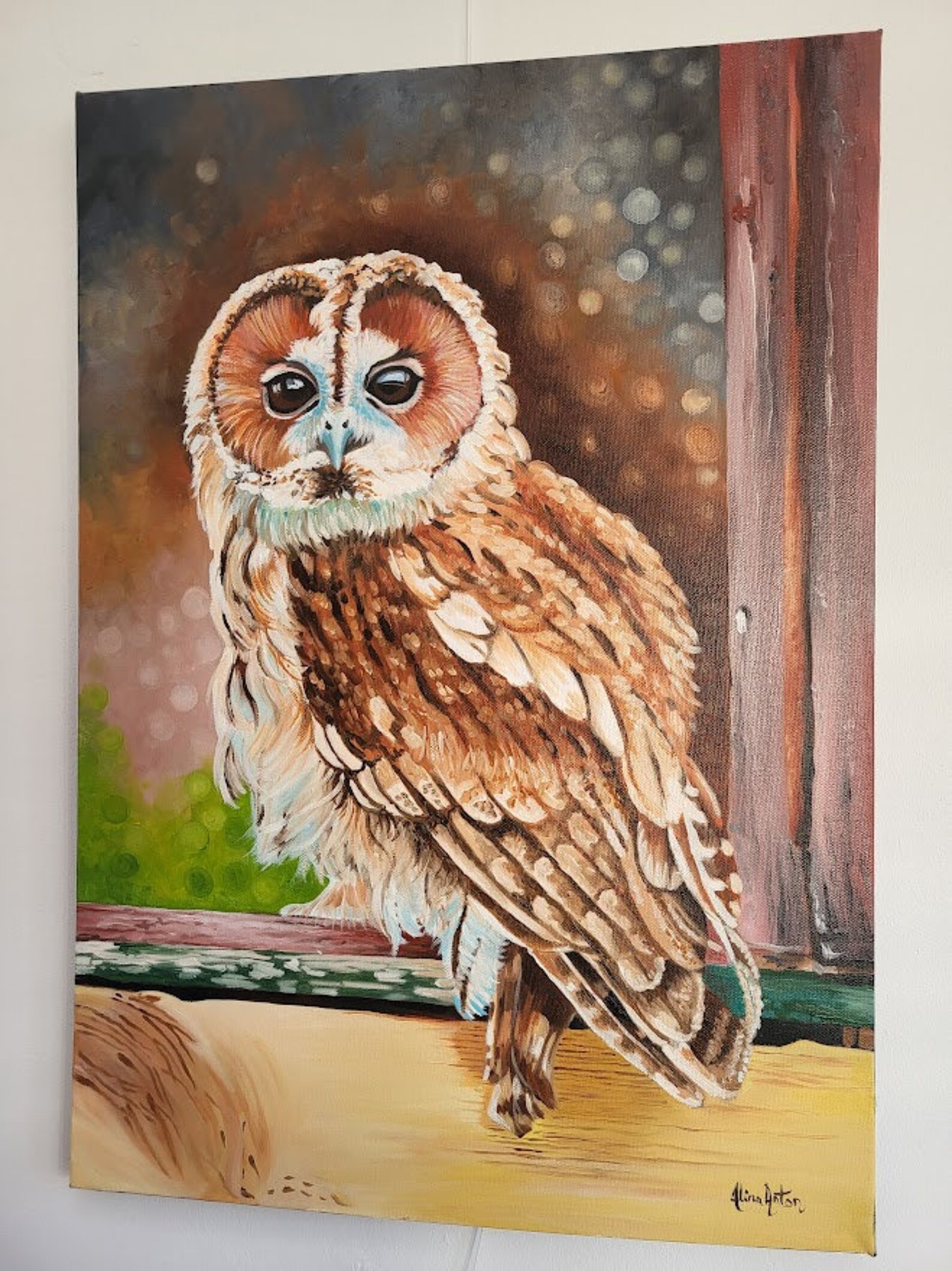 Original Oil Painting on Canvas tawny Owl Painting on Canvas Oil ...