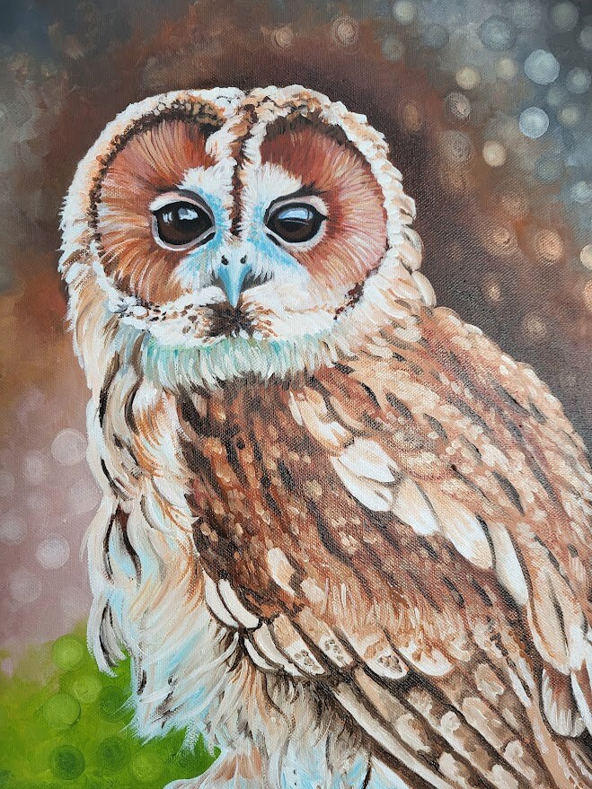 Original Oil Painting on Canvas tawny Owl Painting on Canvas Oil ...