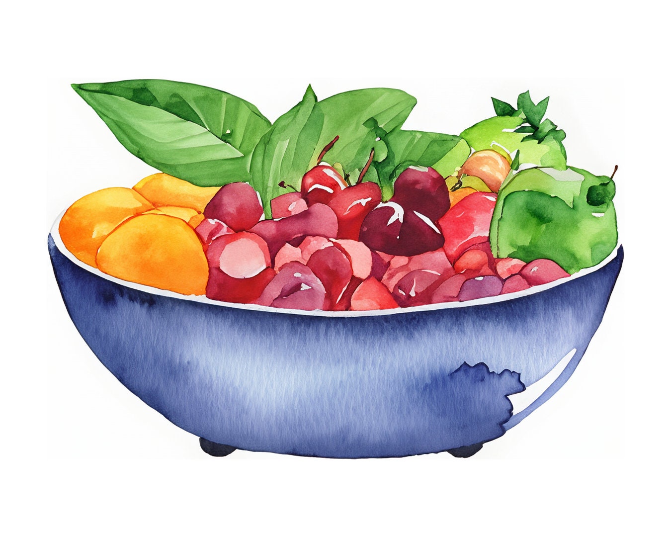 Watercolor Fruit Bowl Clip Art Vibrant Hand-painted Digital ...