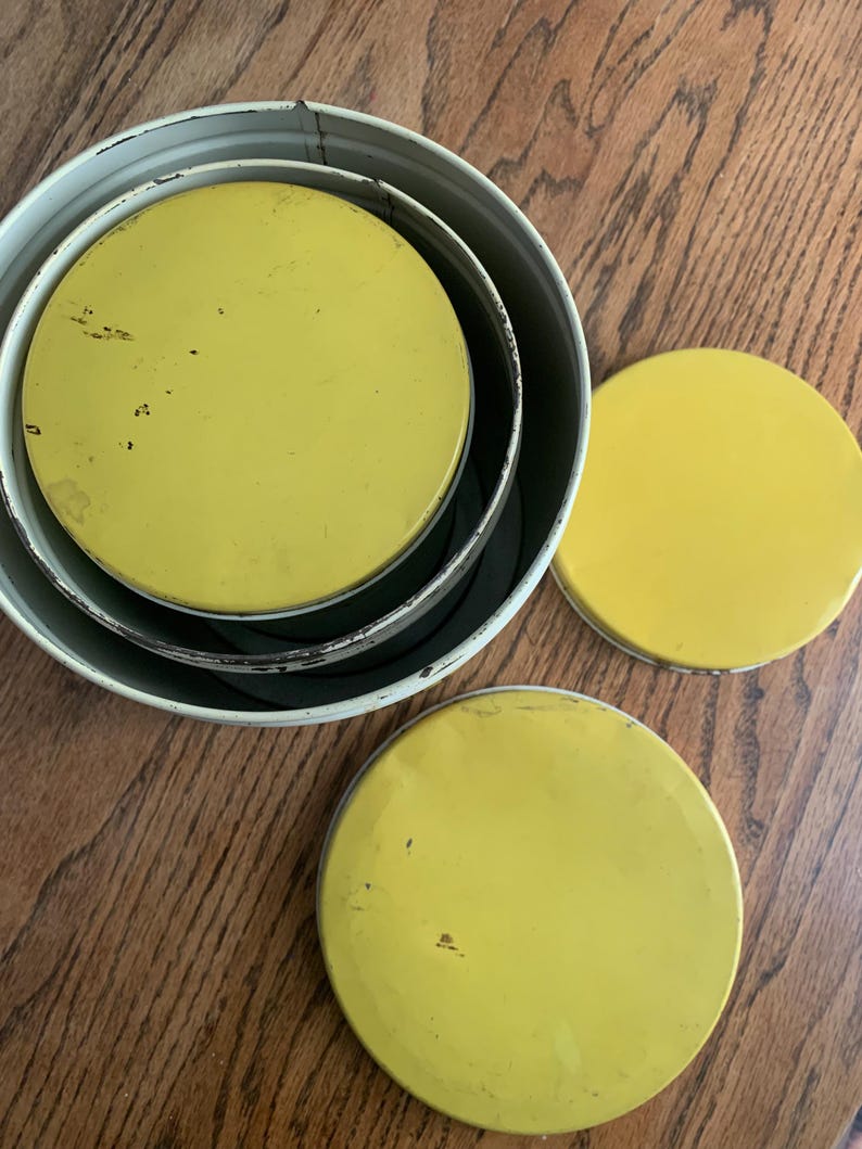 Set of 3 Yellow Floral Vintage Tins - Etsy