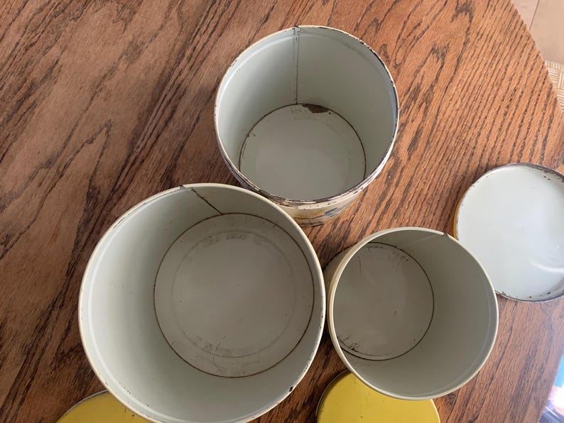 Set of 3 Yellow Floral Vintage Tins - Etsy