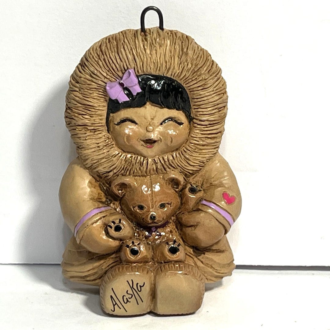 Eski Moppets Alaska Girl With Teddy Bear Ornament - Etsy