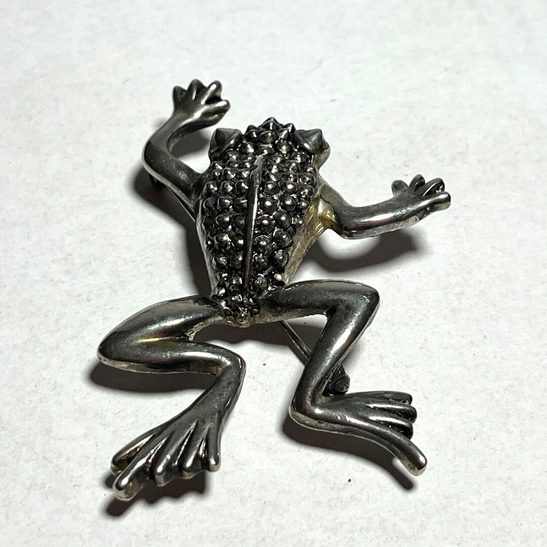 Silver Tone Textured Frog Lapel Pin Brooch - Etsy