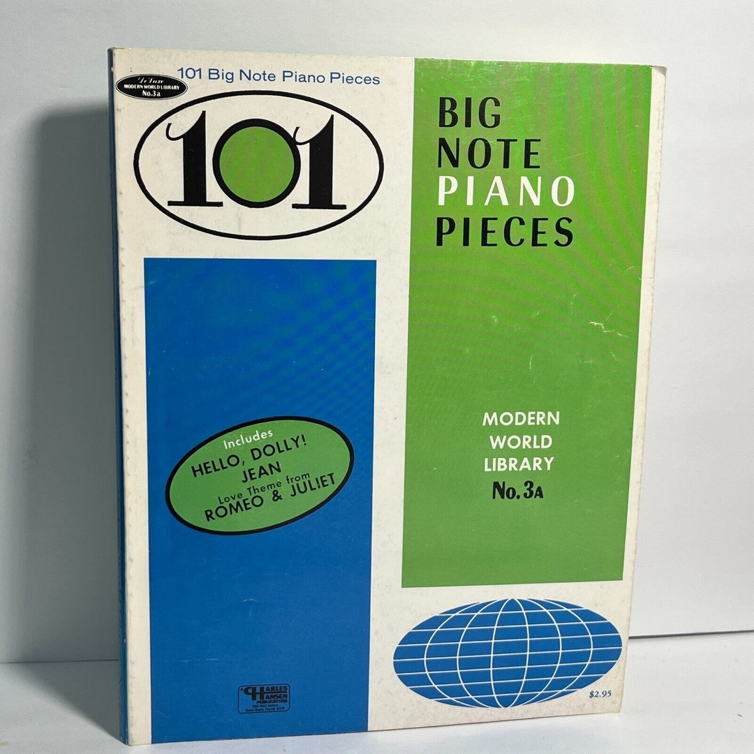 100 Big Note Piano Pieces Modern World Library Songbook - Etsy