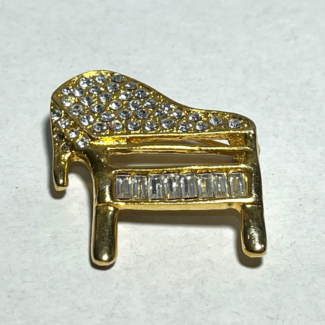 Vintage Grand Piano Rhinestone Lapel Pin Brooch - Etsy