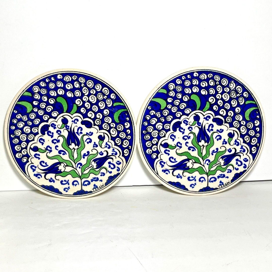 Tek Cini Turkish Ceramic Tile Wall Decor Set of 2 - Etsy
