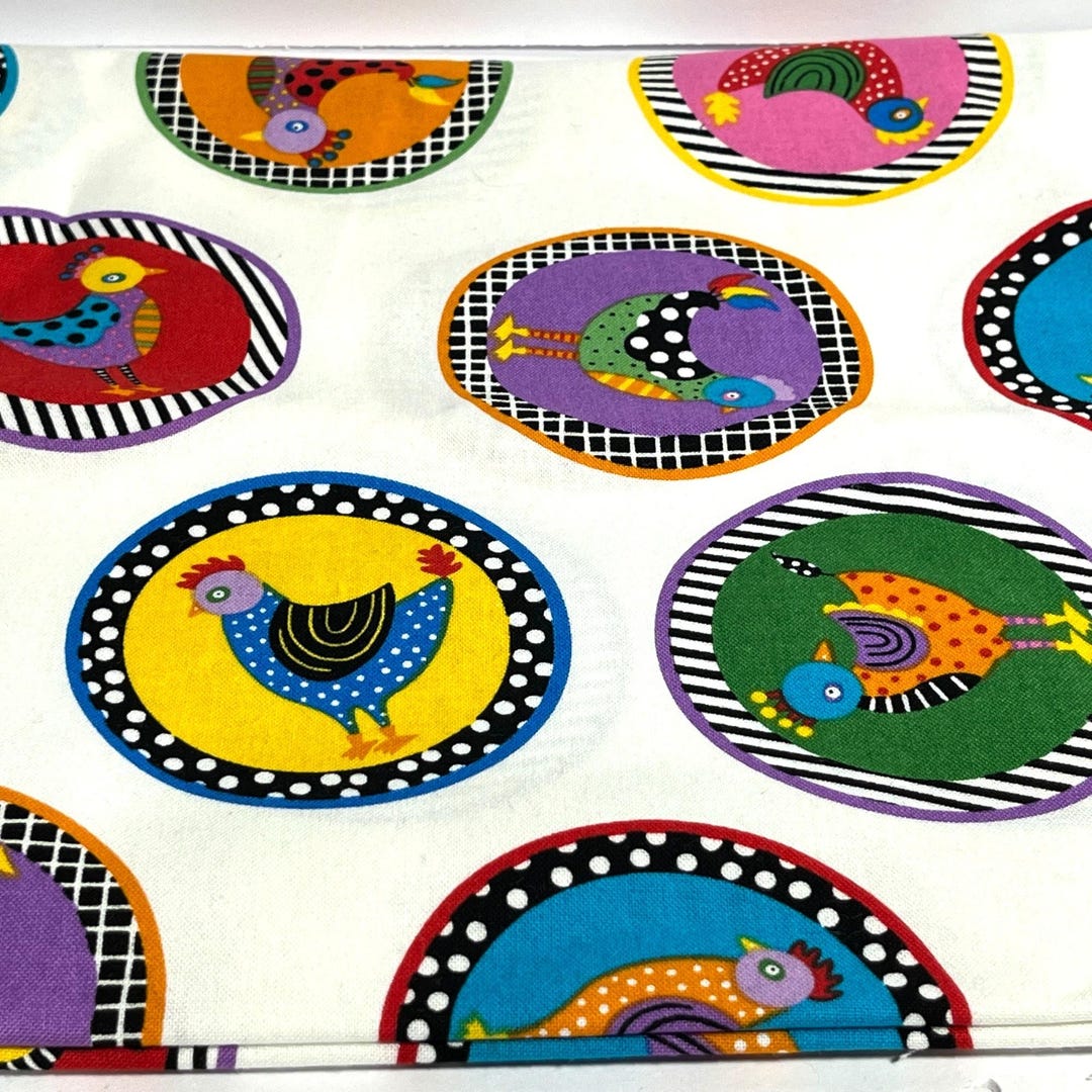 Robin Roderick Giggle Feathers Colorful Chicken Fabric Studio Fabrics ...