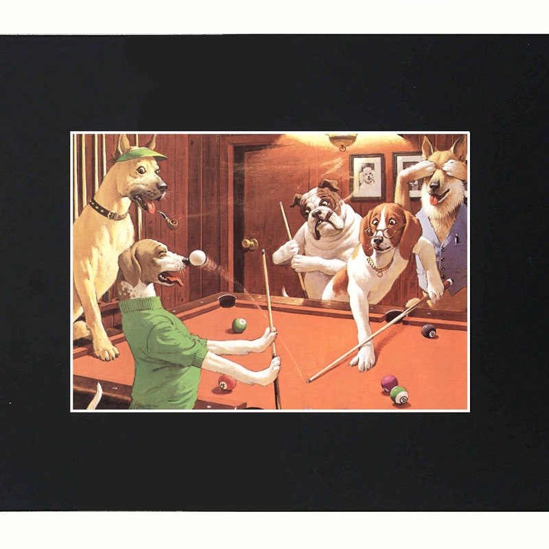 Dogs Playing Pool - Etsy