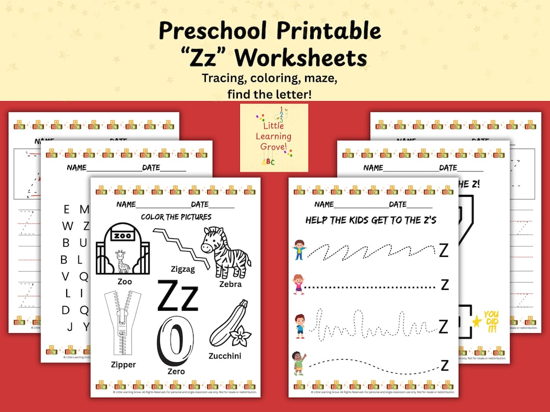 Letter Z Worksheets – Preschool Alphabet Activities – Tracing, Coloring ...