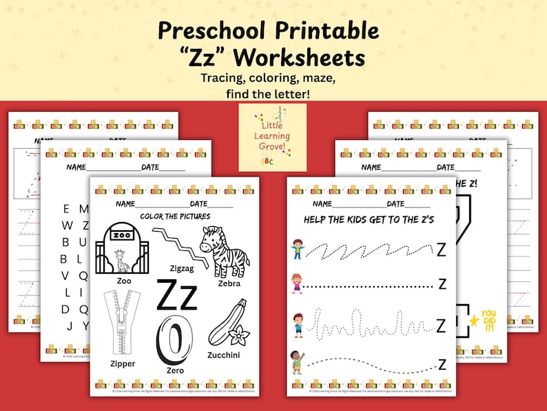 Letter Z Worksheets – Preschool Alphabet Activities – Tracing, Coloring ...