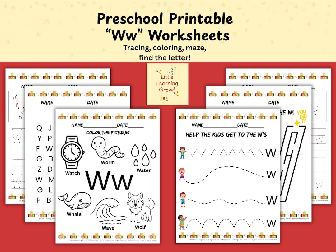 Letter W Worksheets – Preschool Alphabet Activities – Tracing, Coloring ...