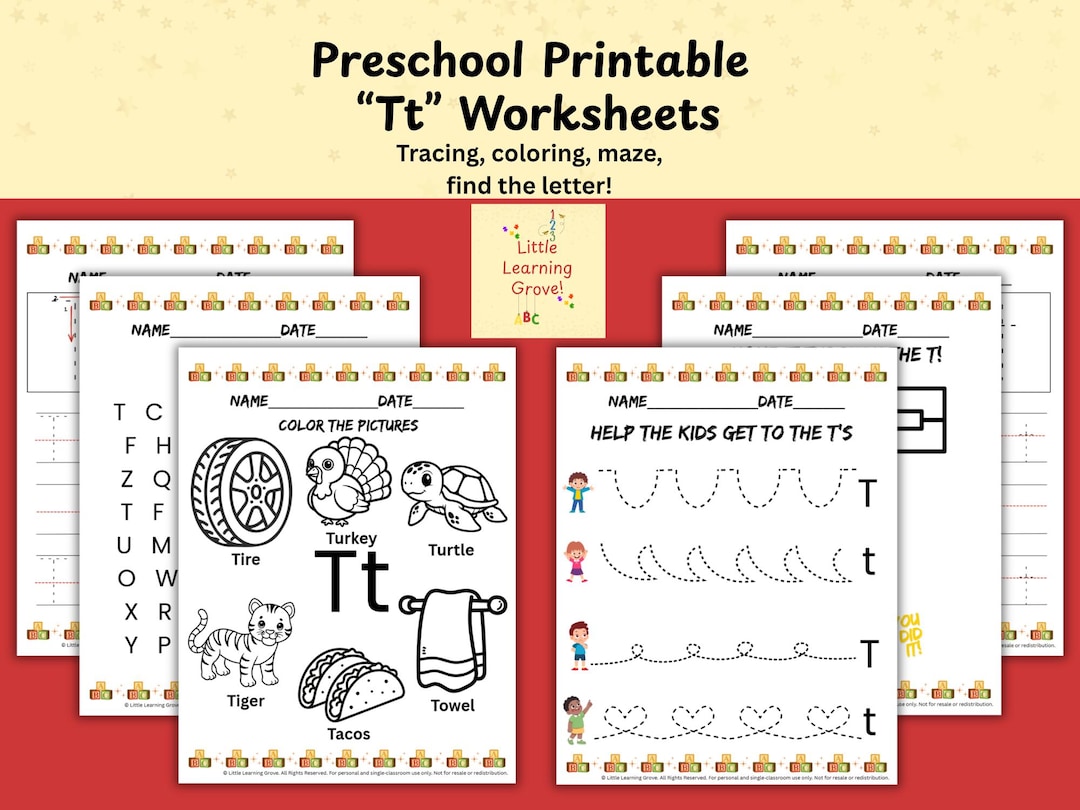 Letter T Worksheets – Preschool Alphabet Activities – Tracing, Coloring ...